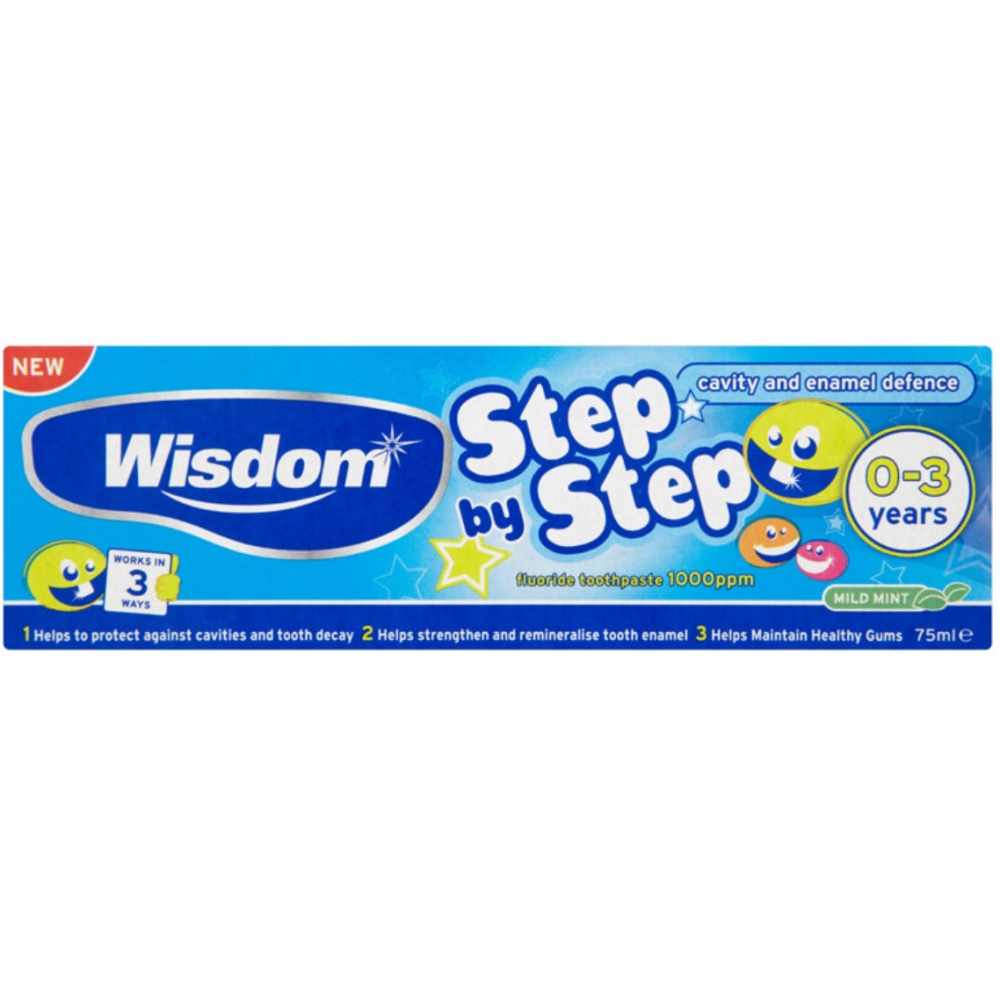 WISDOM step by step cavity & enamel protection kids toothpaste 0-3 ...